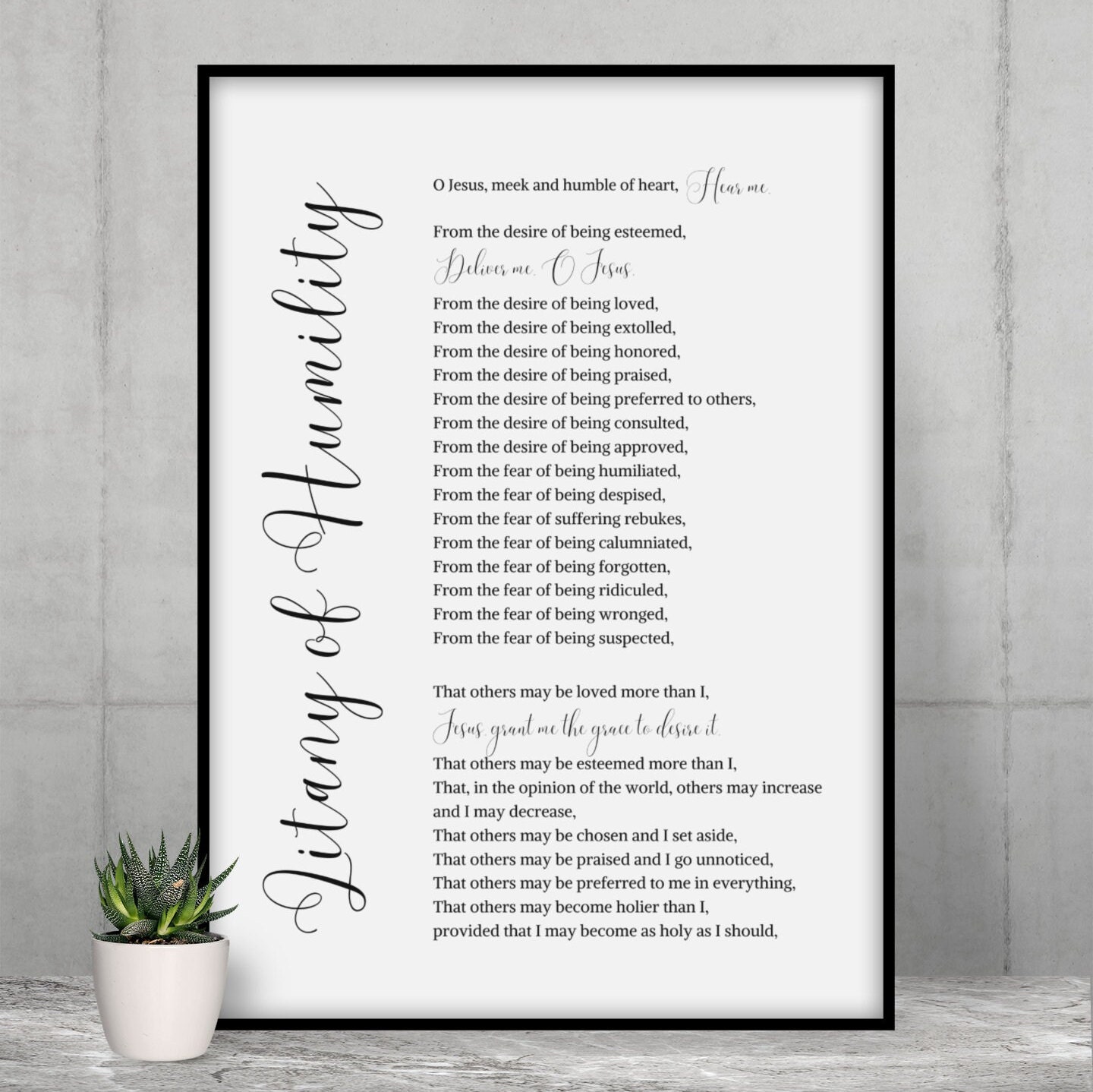 Litany of Humility Prayer Printable Wall Art, Catholic Wall Decor ...