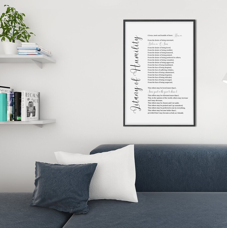 Litany of Humility Prayer Printable Wall Art, Catholic Wall Decor ...