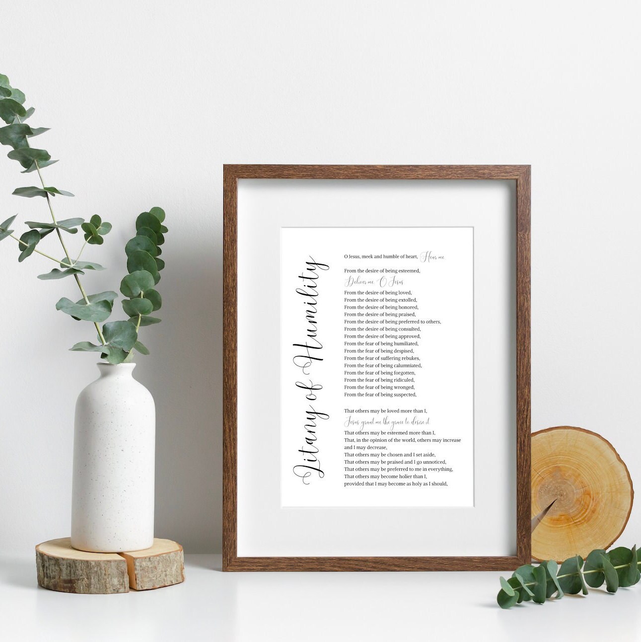 Litany of Humility Prayer Printable Wall Art, Catholic Wall Decor ...