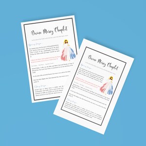 Divine Mercy Chaplet Prayer Card - Catholic Saint Prayer, Instant ...