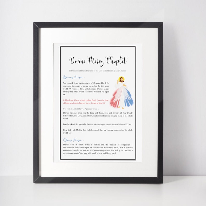 Divine Mercy Chaplet Prayer Card: Catholic Wall Art (digital Print) - Etsy