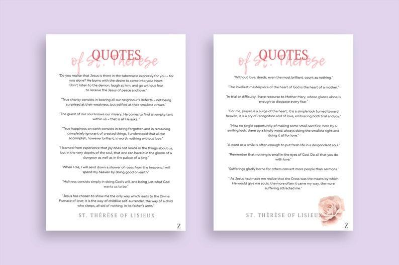 St. Thérèse of Lisieux Prayer and Quote Card: Catholic Saint ...