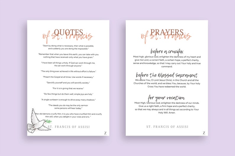 St. Francis of Assisi Prayer and Quote Cards: Catholic Saint ...