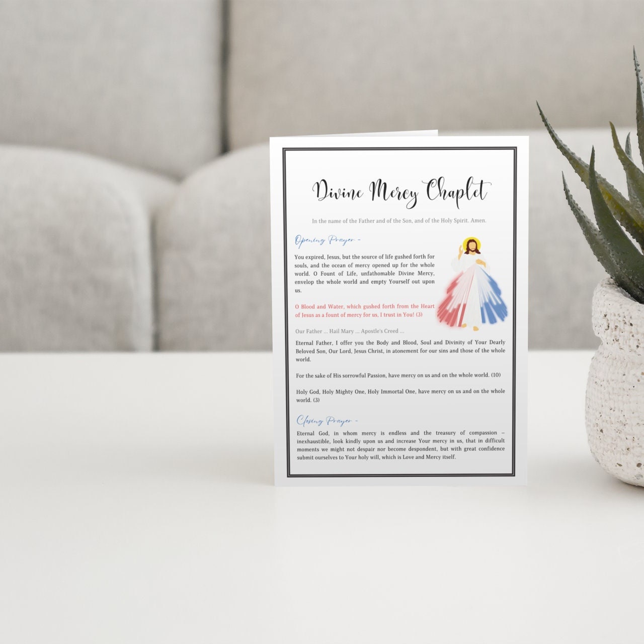 Divine Mercy Chaplet Prayer Card - Catholic Saint Prayer, Instant ...