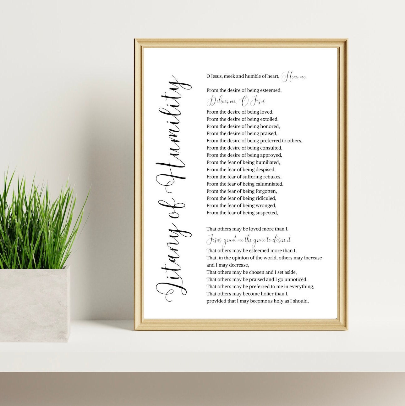 Litany of Humility Prayer Printable Wall Art, Catholic Wall Decor ...