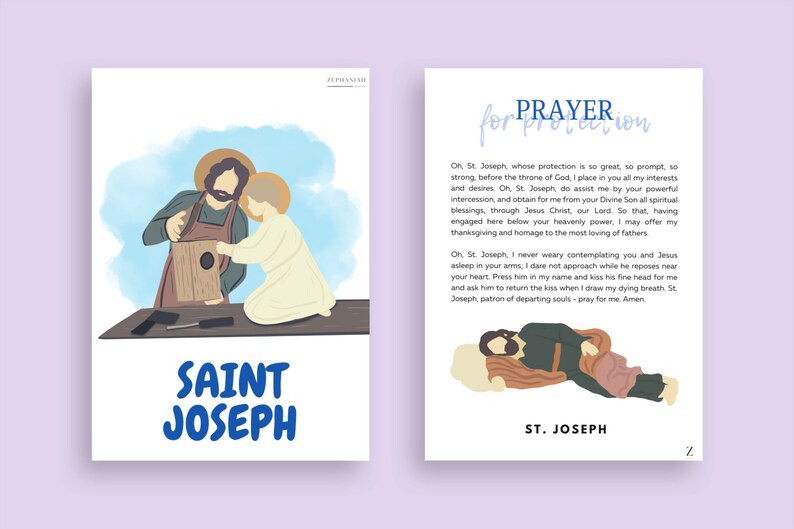 St. Joseph Prayer Card: Catholic Saint Minimalistic Unique - Etsy