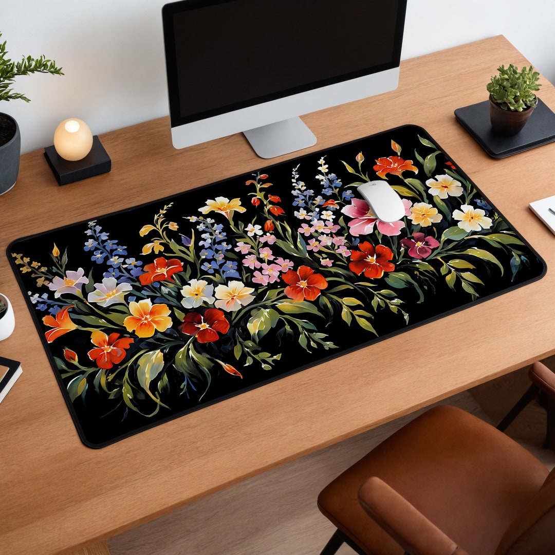 Floral Desk Mat Large Mouse Pad | Flower Aesthitic Large Desk Mat ...