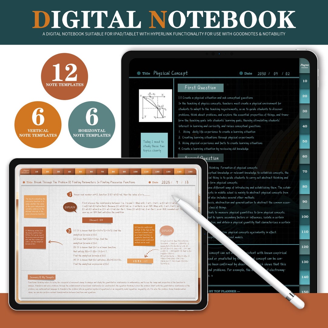 Digital Notebook, Digital Notes, Cornell Journal, Goodnotes Cornell ...