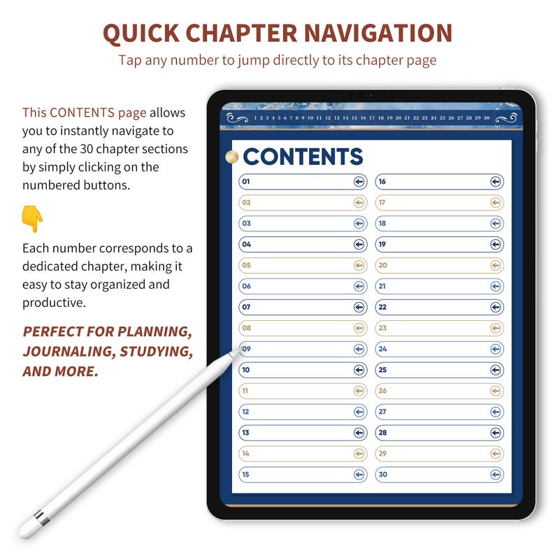 Digital Notebook: 30 Designs, Hyperlinked Tabs (goodnotes, Notability ...
