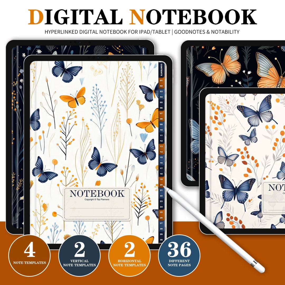 Butterfly Flower Digital Notebook: Goodnotes & Notability Template - Etsy
