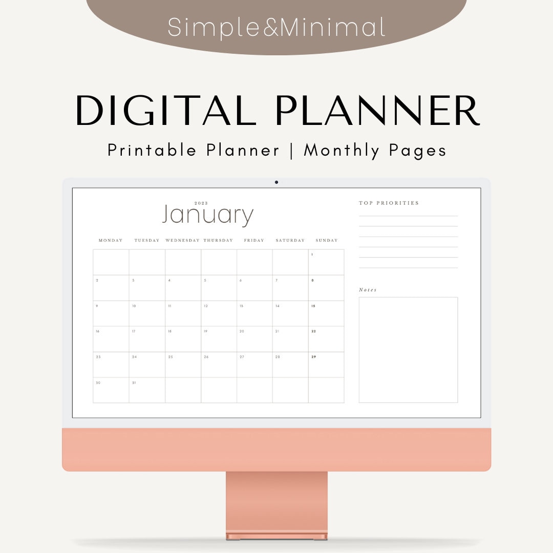 2023 Yearly Calendar Printable | Minimalist Design | Note-taking Space ...