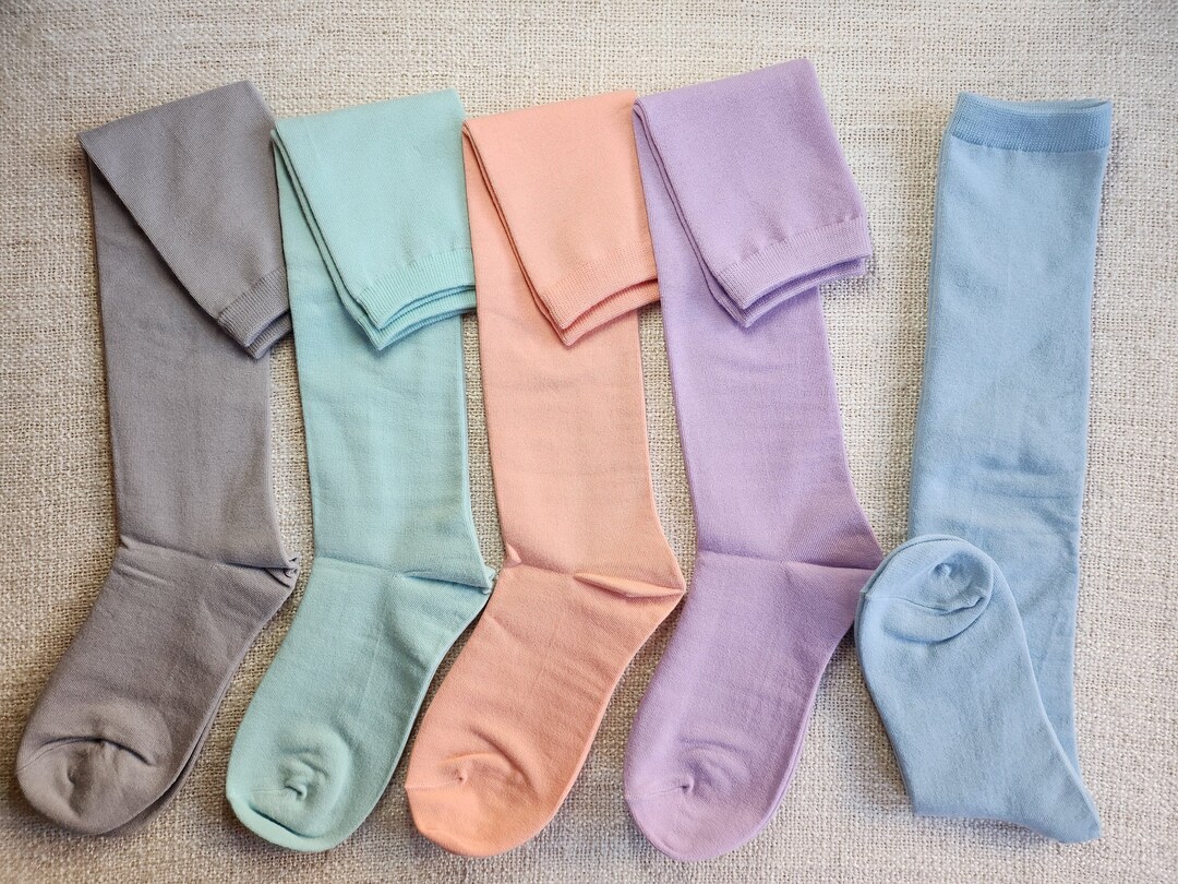 Pastel Color Knee High Socks, Roller Girl Socks, Dress Socks, Cute and ...