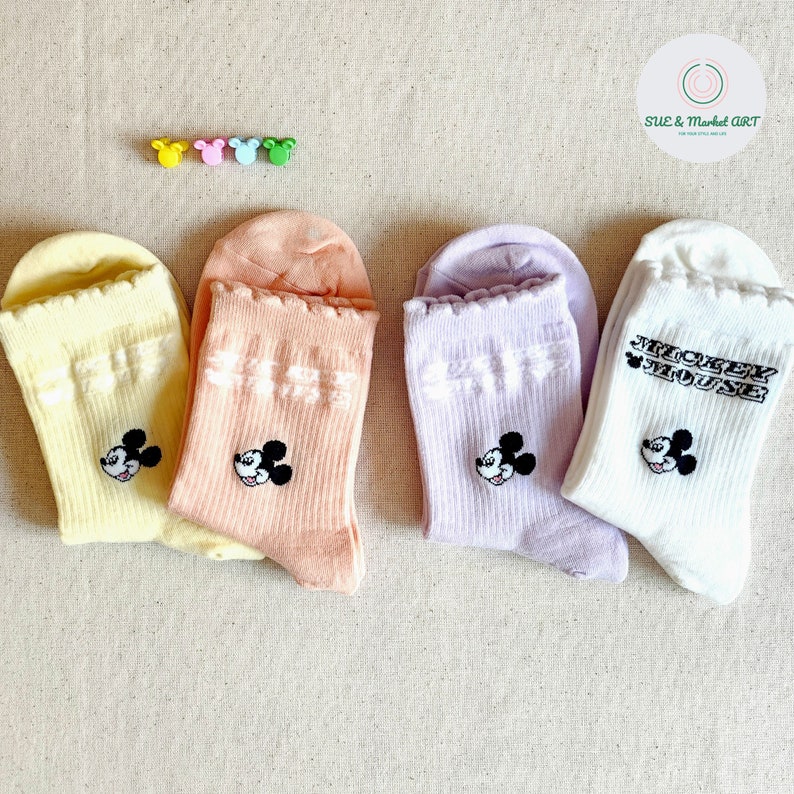 Mickey Mouse Ruffle Socks, Mid-crew Socks - Etsy