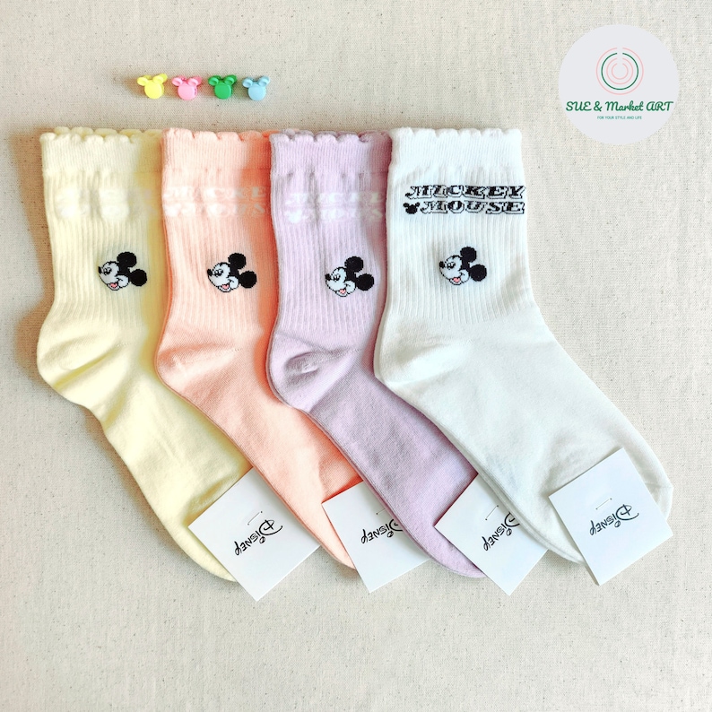 Mickey Mouse Ruffle Socks, Mid-crew Socks - Etsy