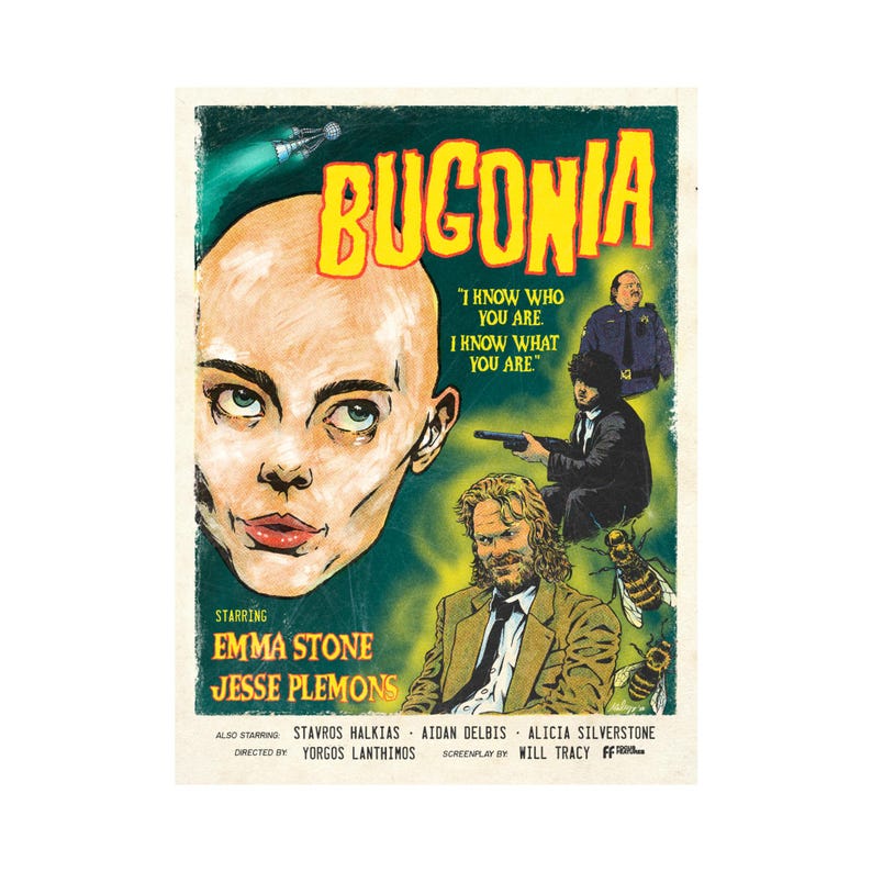 Bugonia Vintage Style Movie Poster, Yorgos Lanthimos, Emma Stone, Jesse ...