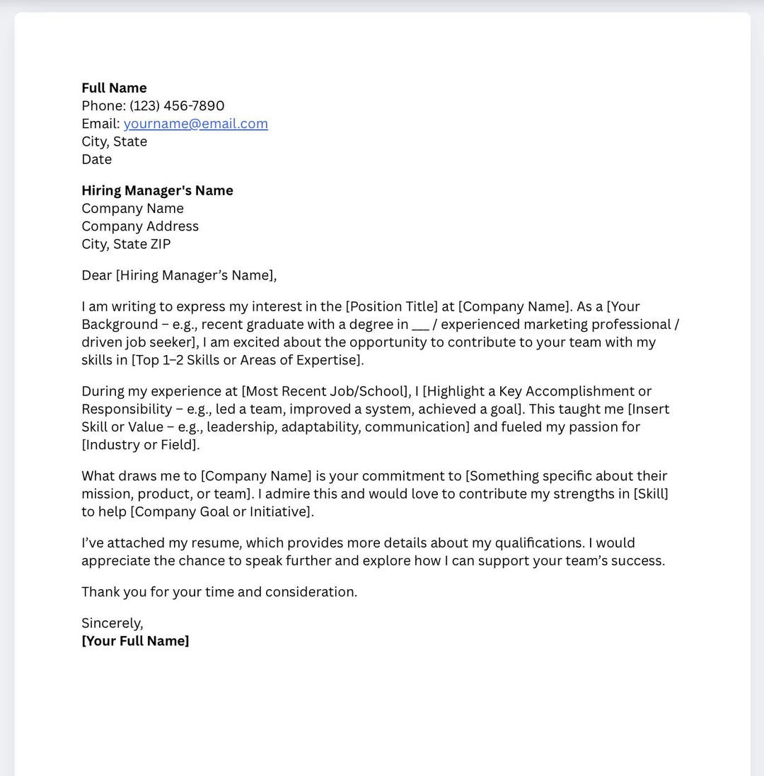 Cover Letter Template | Professional, Editable, Ats-friendly | Perfect ...