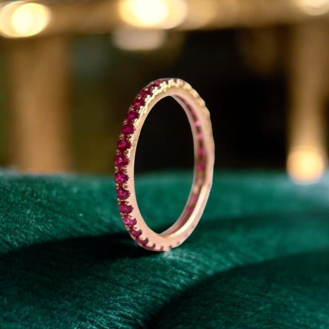 Dainty Ruby Eternity Ring, Ruby Ring, Ruby Stacking Ring, July Birthstone, Ruby Jewelry ...
