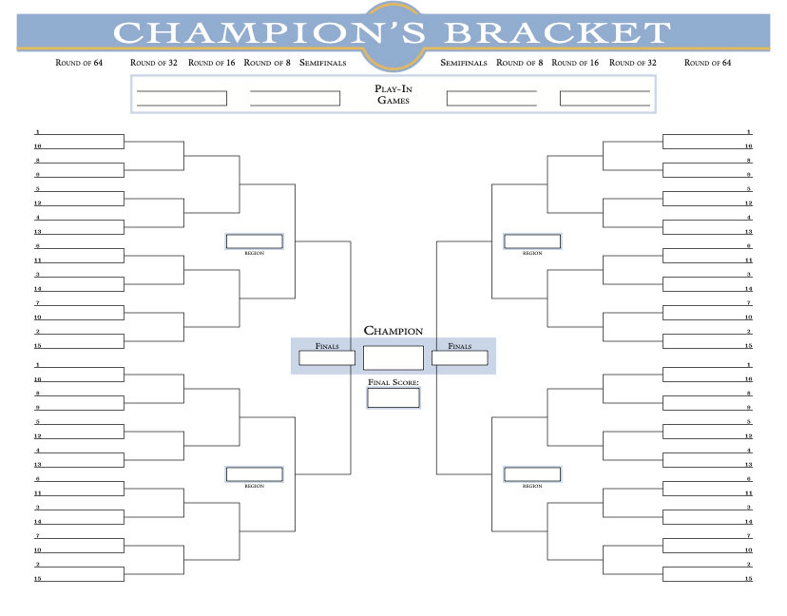 64 Team Bracket | Basketball | Pickleball | Champions Bracket ...
