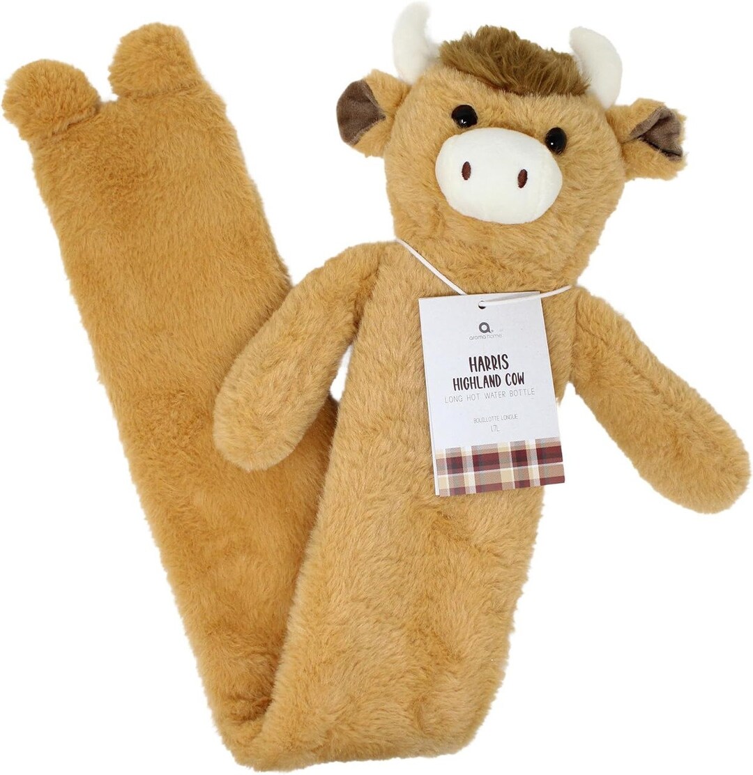 New HARRIS HIGHLAND COW Long Hot Water Bottle 1.7L 3D Cosy Bed Warmer ...