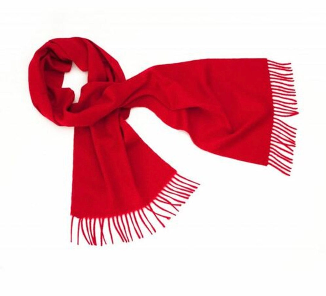 Christmas Idea plain Bright Red 100% Cashmere Scarf Soft - Etsy