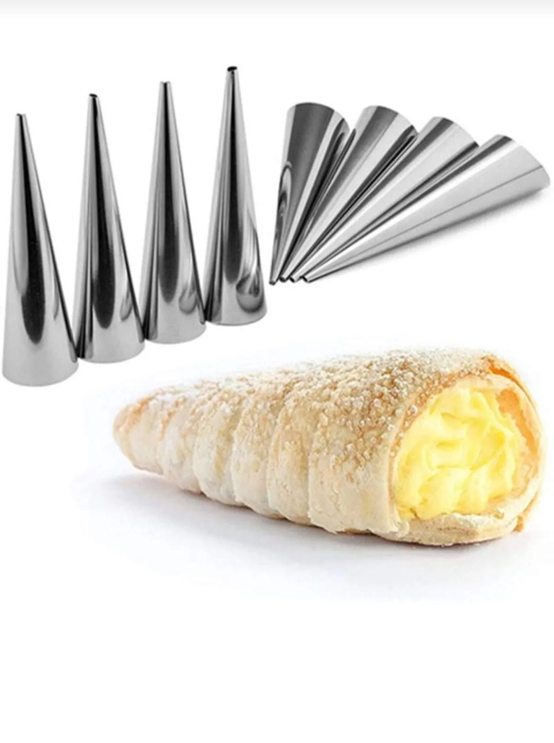 Set of 20 Stainless Steel Cornet Molds – 12 Cm Cone Shaped Dessert ...