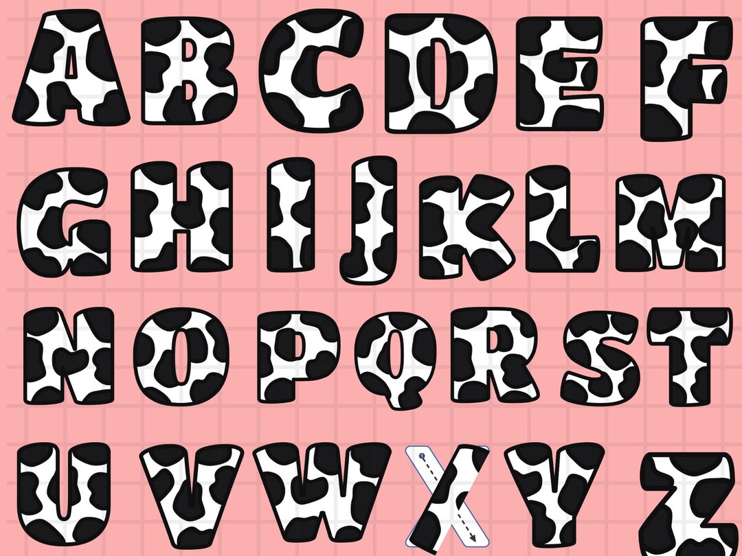 Cow Print Alphabet Svg Cow Pattern Alphabet SVG Bundle Cow - Etsy Australia