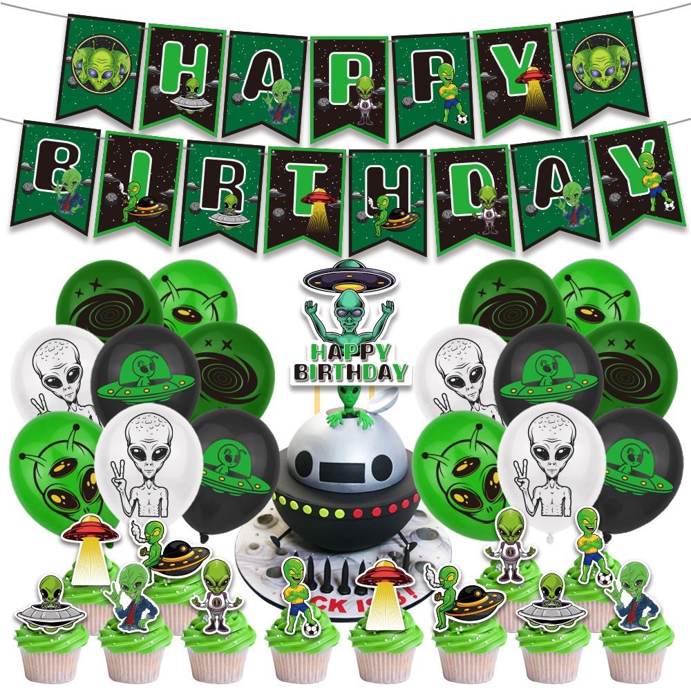 Alien Spaceship Birthday Party Supplies Banner Balloons Party - Etsy