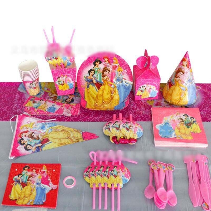 72pcs Disney Princesses Birthday Party Supplies Banner Balloons Set ...