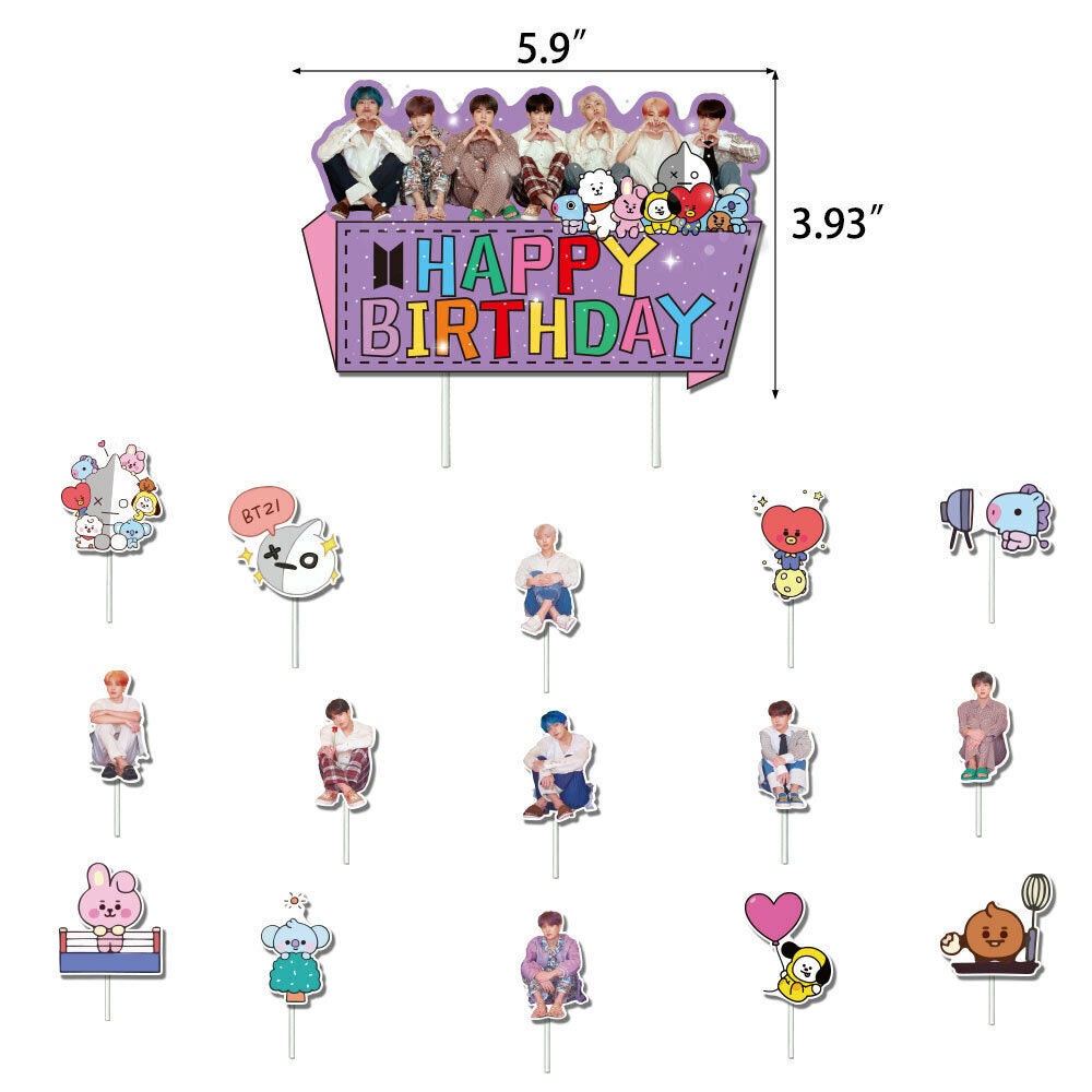 BTS BT21 KPOP Party Decorations Birthday Balloons Cake Toppers - Etsy