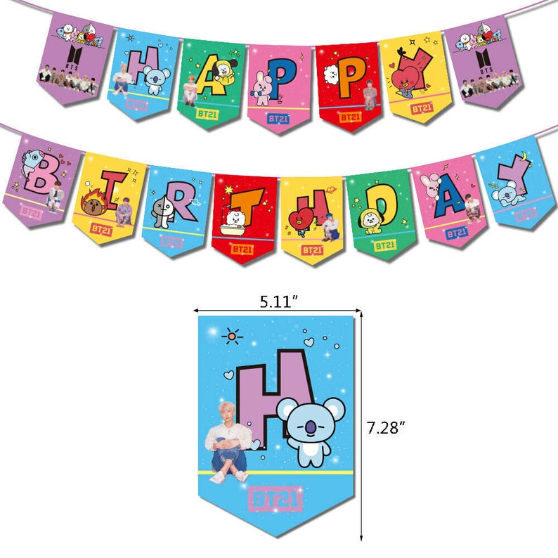BTS BT21 KPOP Party Decorations Birthday Balloons Cake Toppers - Etsy