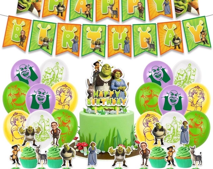 Shrek Birthday Party Supplies Banner Balloons Birthday Party Set ...