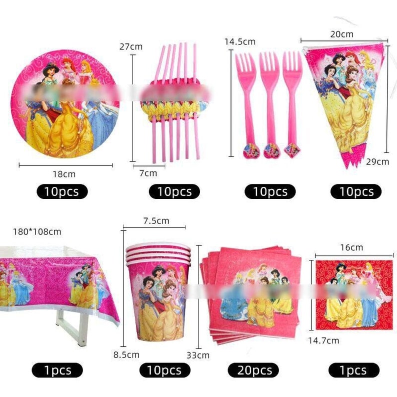 72pcs Disney Princesses Birthday Party Supplies Banner Balloons Set ...