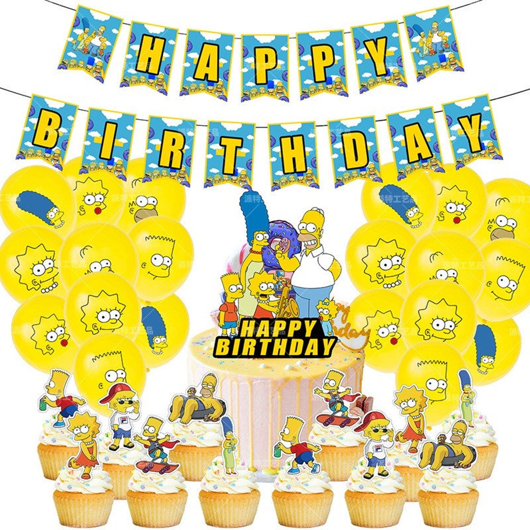 The Simpsons Birthday Party Supplies Banner Balloons Party Set ...