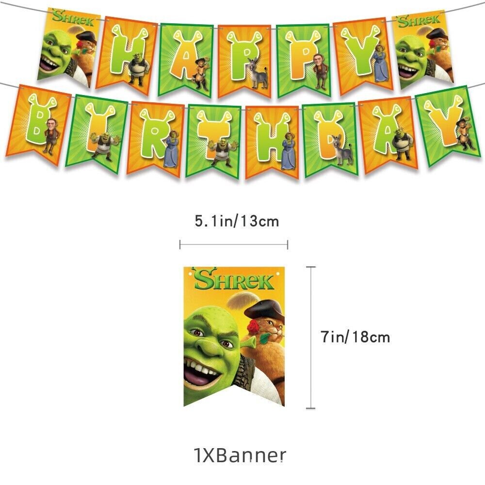 Shrek Birthday Party Supplies Banner Balloons Birthday Party Set ...
