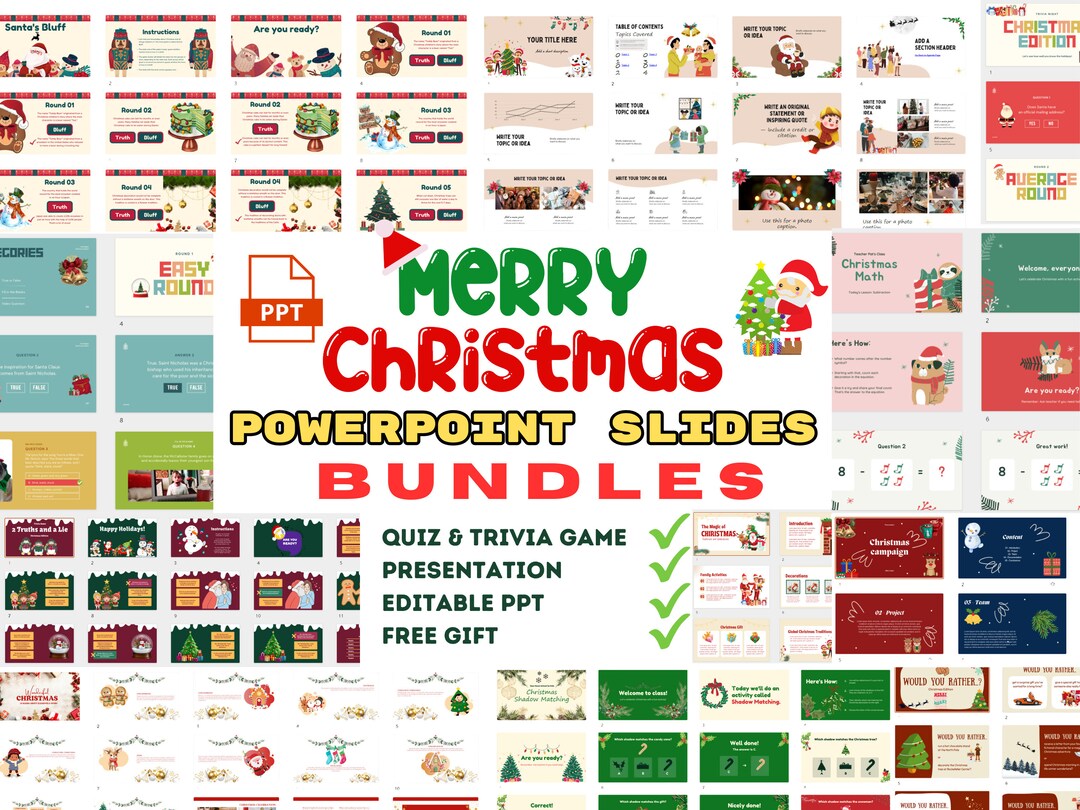 Christmas Powerpoint Slides Bundles Editable Trivia Quiz Game ...