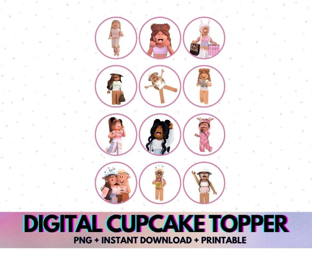 INSTANT DOWNLOAD Digital Roblox Girls Cupcake Topper Easy Printable ...