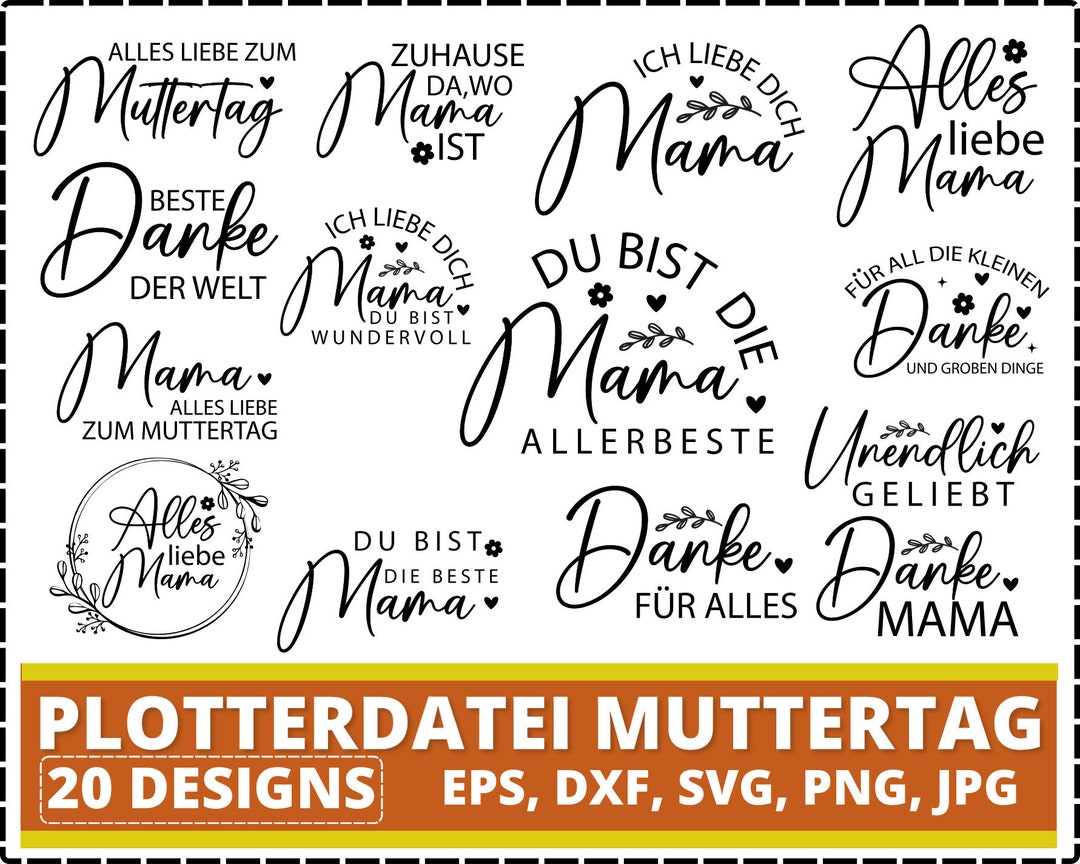 Plotterdatei Muttertag Svg, Herz Svg, Deutsche Sprüche Svg, Plotterdatei Geburtstag Svg - Etsy