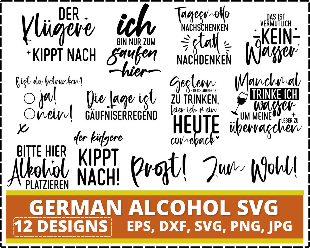 Plotter File Sayings Alcohol Bundle SVG PNG German Plotter Files SVG ...