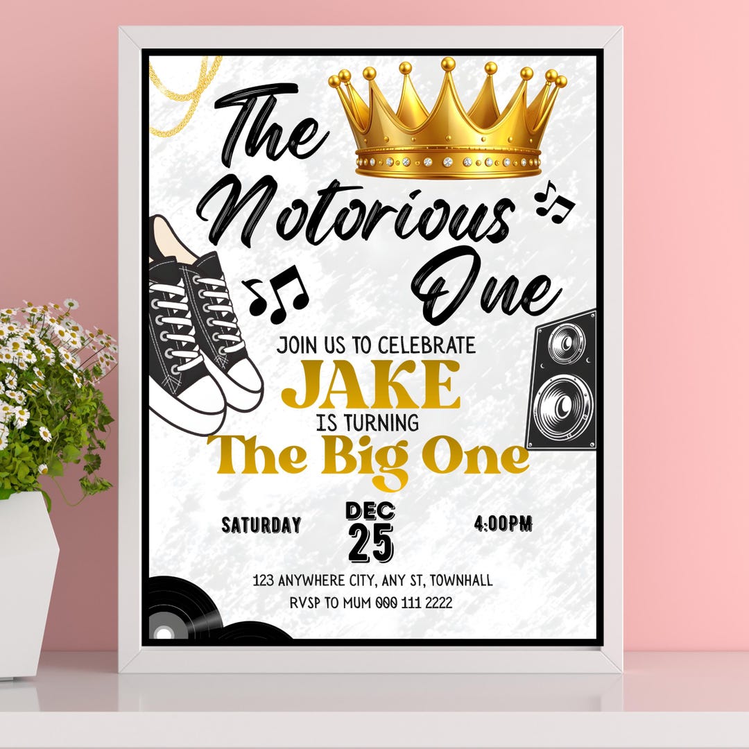 Editable Notorious One Birthday Invitation Template (digital Download ...