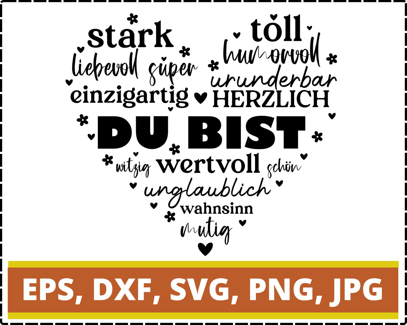 Plotterdatei Herz Du Bist, Plotterdatei Herz Svg, Plotterdatei Muttertag, Plotter Svg Datei ...