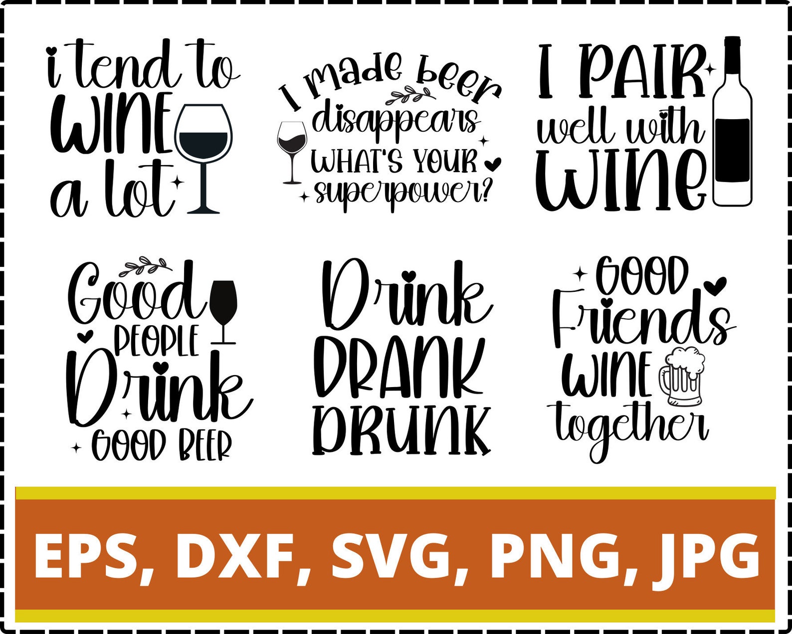 Alcohol Quotes SVG Bundle | Funny Drinking SVG | Cocktail Wine Beer SVG ...