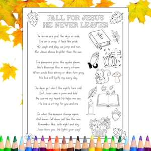 Fall for Jesus Coloring Page, Christian Poem (digital Download) - Etsy