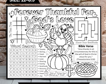 Thanksgiving Bible Activity Placemat, Sunday School Coloring Printable ...