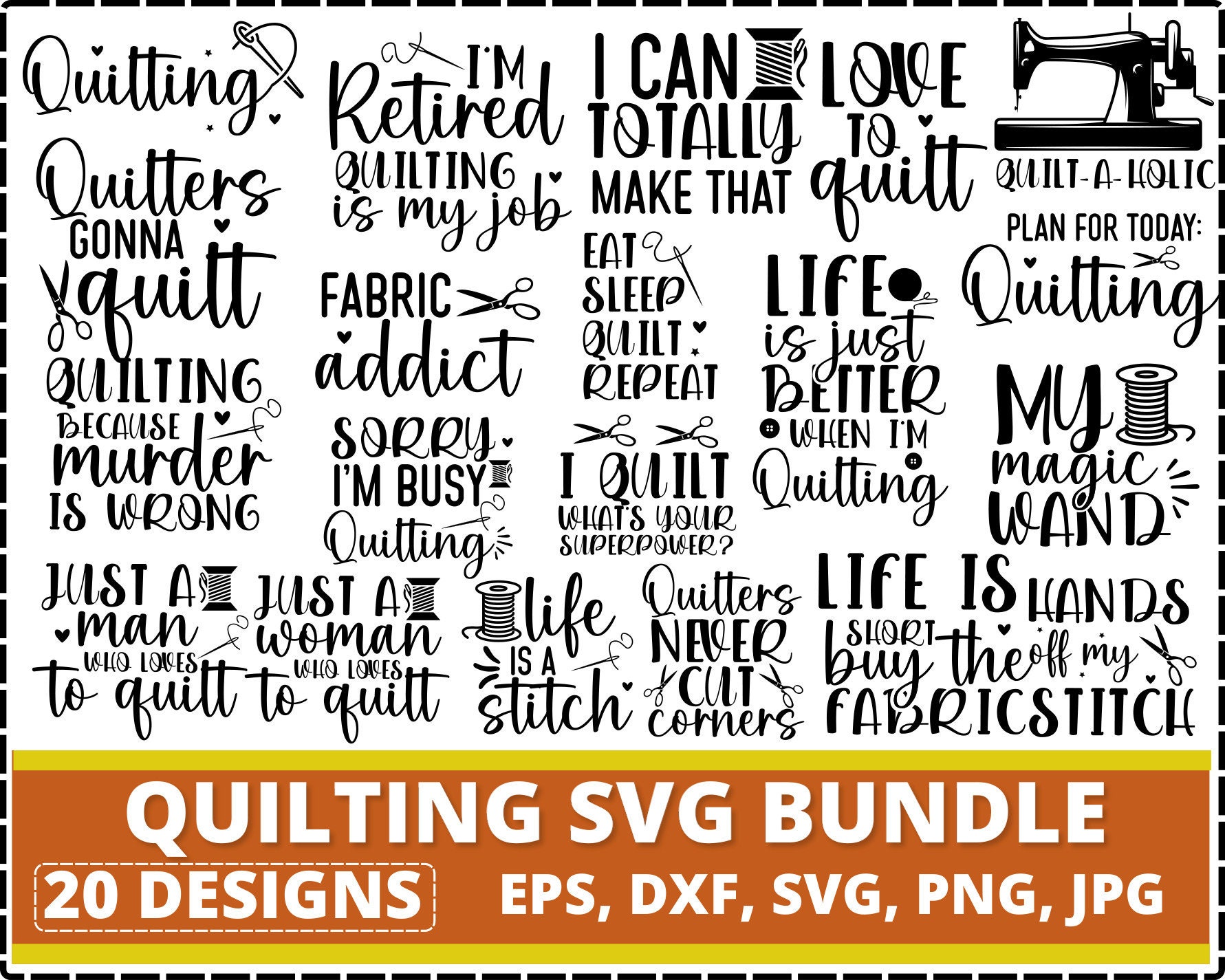 Quilting Svg Bundle Cricut Cut Files Quilting Png Bundle Sublimation ...