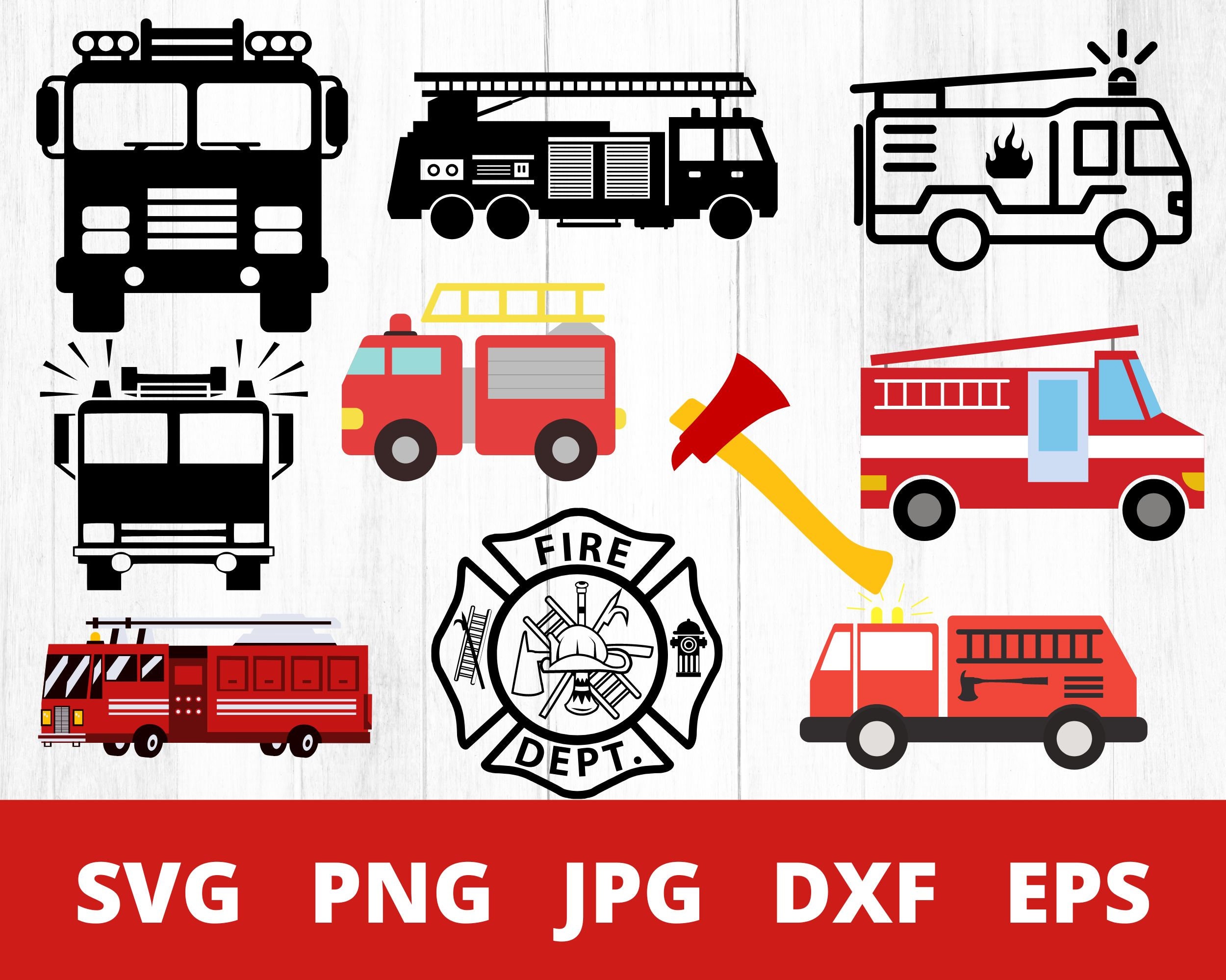 Fire Truck SVG Bundle Fire Engine or Truck Emergency Vehicle - Etsy ...