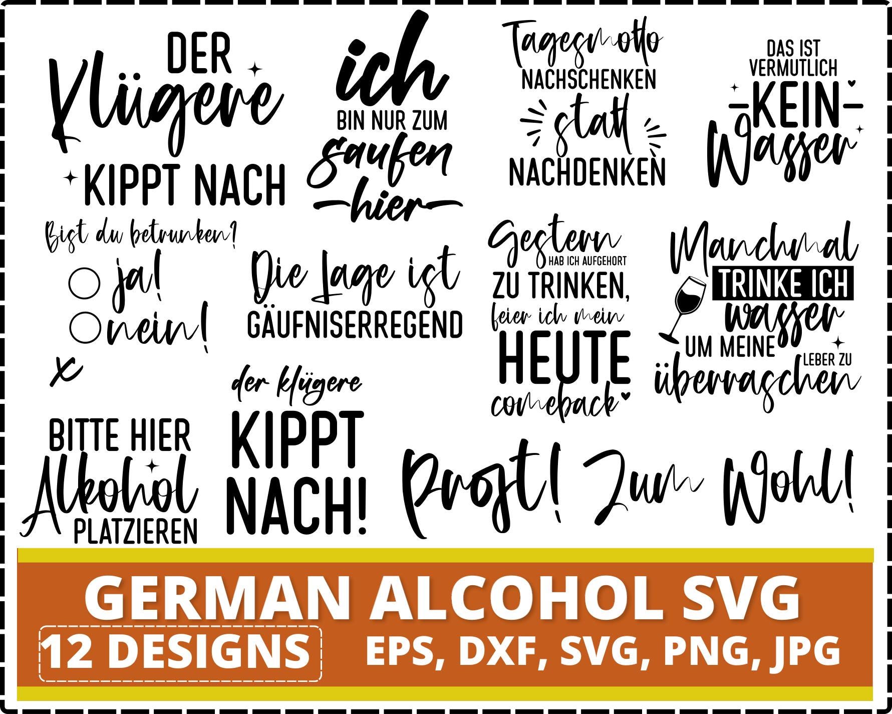 Plotterdatei Sprüche Alkohol Bündel SVG PNG | Deutsch Plotterdateien ...