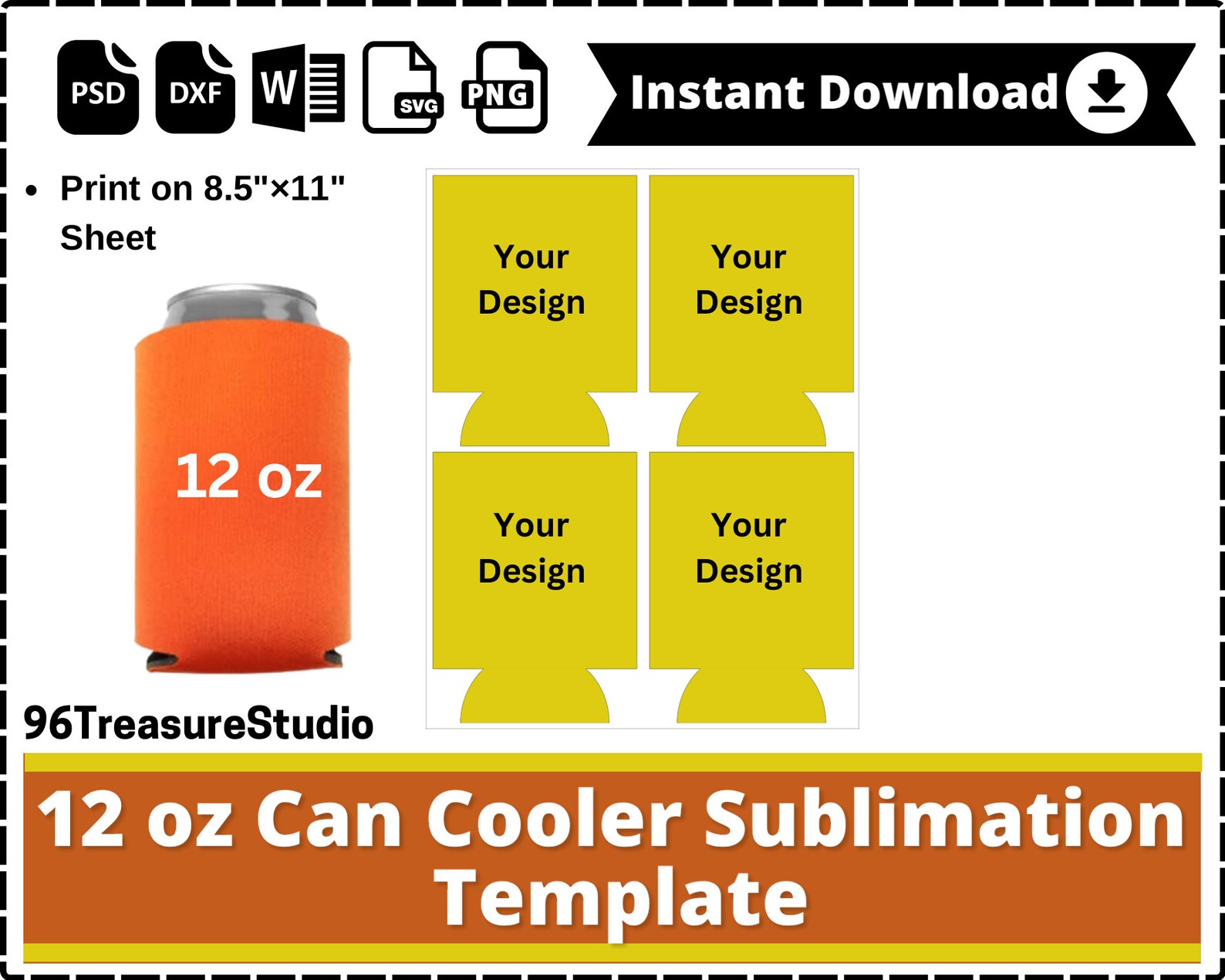 12oz Can Cooler Template, Beer Cooler Template, Sublimation Template ...