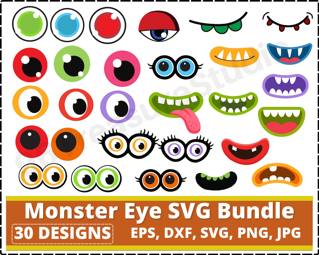 Monster Eyes Mouths Clipart,monster Face,party Clipart,decorations ...