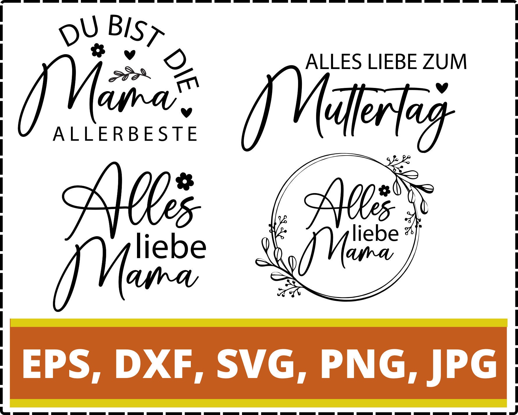 Plotterdatei Muttertag Svg, Herz Svg, Deutsche Sprüche Svg ...