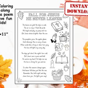 Fall for Jesus Coloring Page, Christian Poem (digital Download) - Etsy